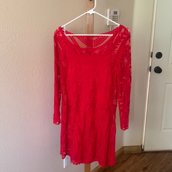 Express | Dresses | Red Lace Dress | Poshmark